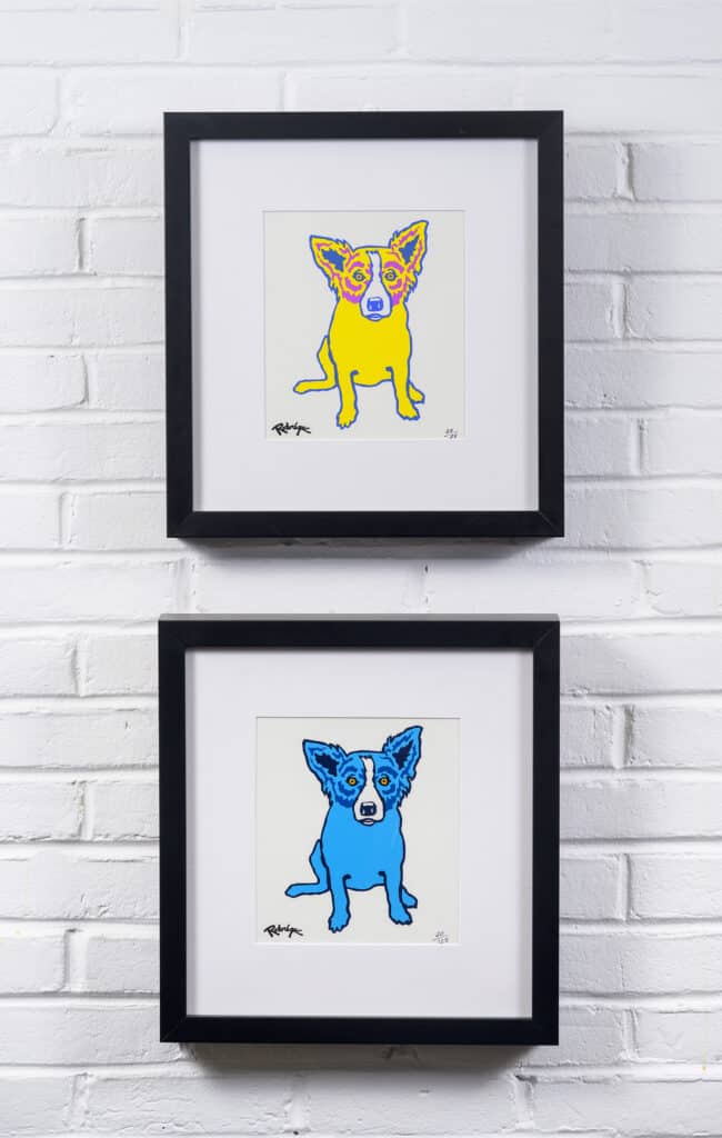 Untitled, P Series, Dog on White, Light Blue - George Rodrigue Studios